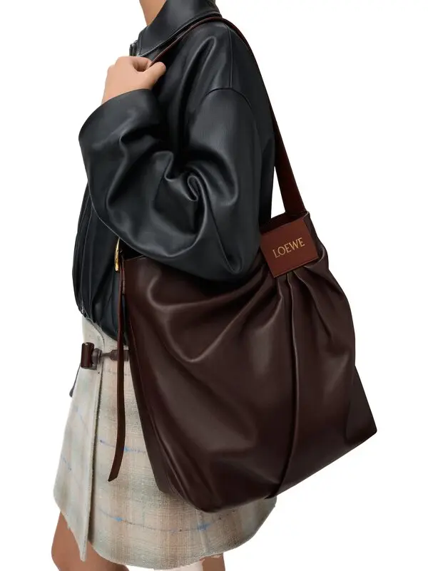 Loewe Draped Tote - Dark Chestnut