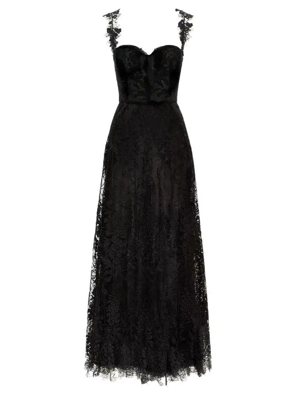 Oscar De La Renta Foxglove Guipure Dress - Black