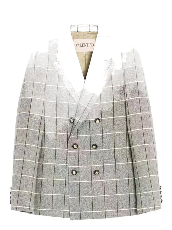 Valentino Garavani Double-breasted Check Blazer - Grey