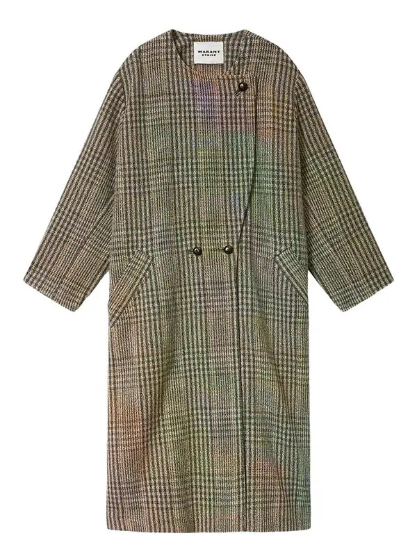 MARANT ETOILE Checked Button Coat - Brown