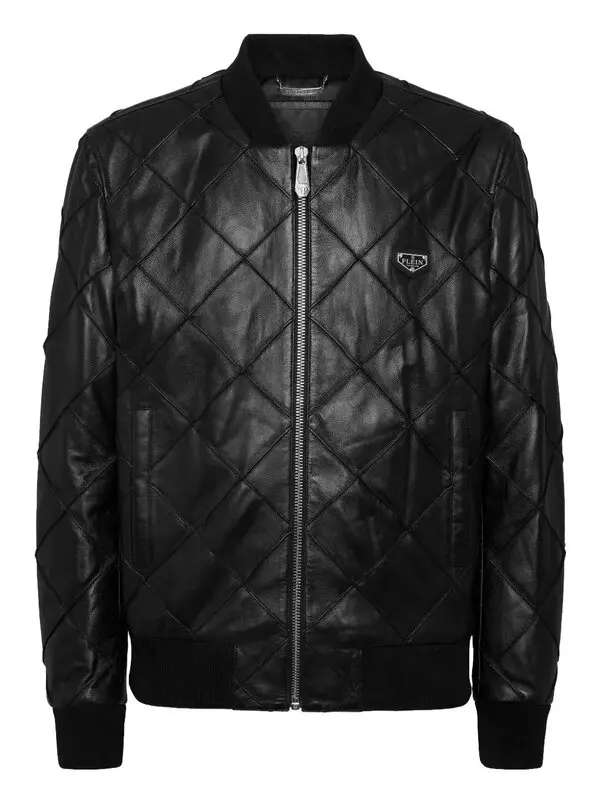 Philipp Plein Quilted Zip-up Jacket - Black