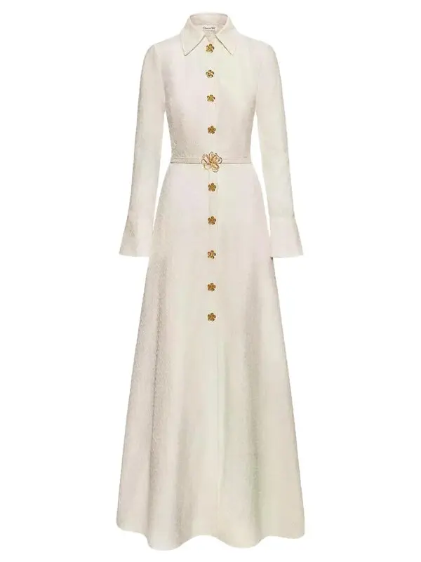 Oscar De La Renta Long-sleeve Maxi Dress - Neutrals