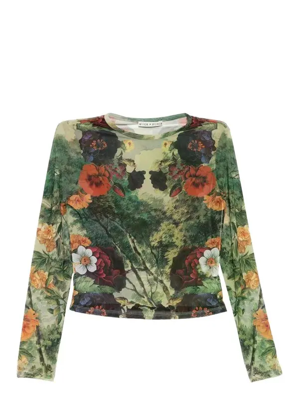 Alice + Olivia Delaina Floral Print Top - Green