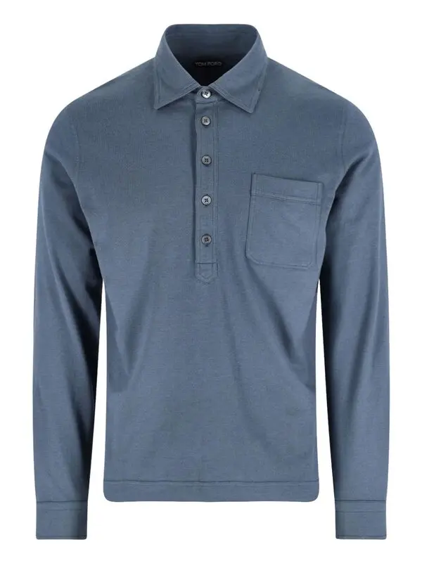 TOM FORD Silk Bled Polo - Blue