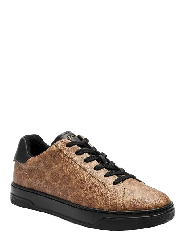 COACH High Line Signature Canvas Sneakers - Khaki/black