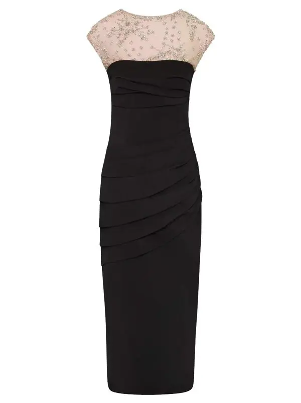 Rachel Gilbert Beaded Cap-sleeve Dress - Black