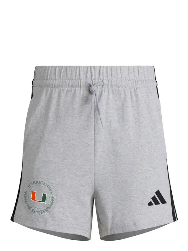 Adidas Miami Hurricanes Essentials 3-stripes Short - Medium Grey Heather / Black / Multi