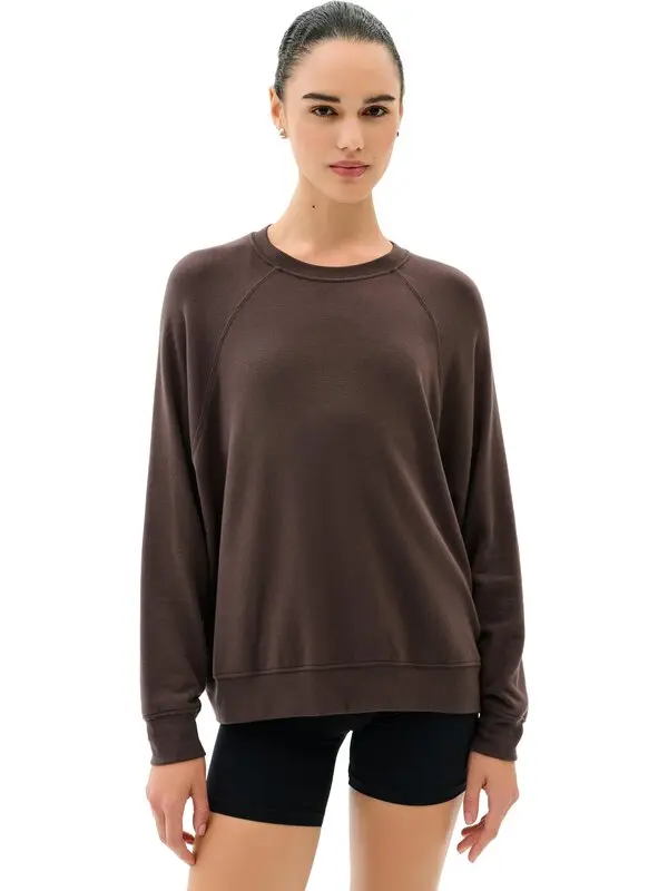 Splits59 Andie Oversized Fleece Sweatshirt - Dark Chocolate