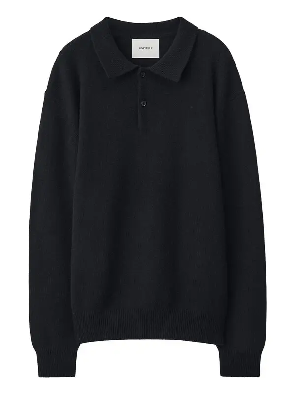 LISA YANG STORE Rufus Cashmere Polo Sweater - Black