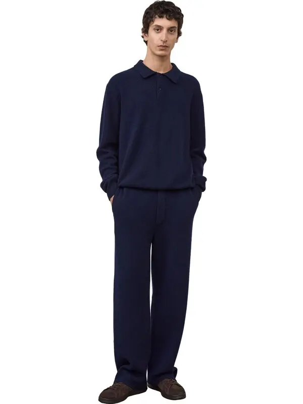 LISA YANG Rufus Cashmere Polo Sweater - Navy