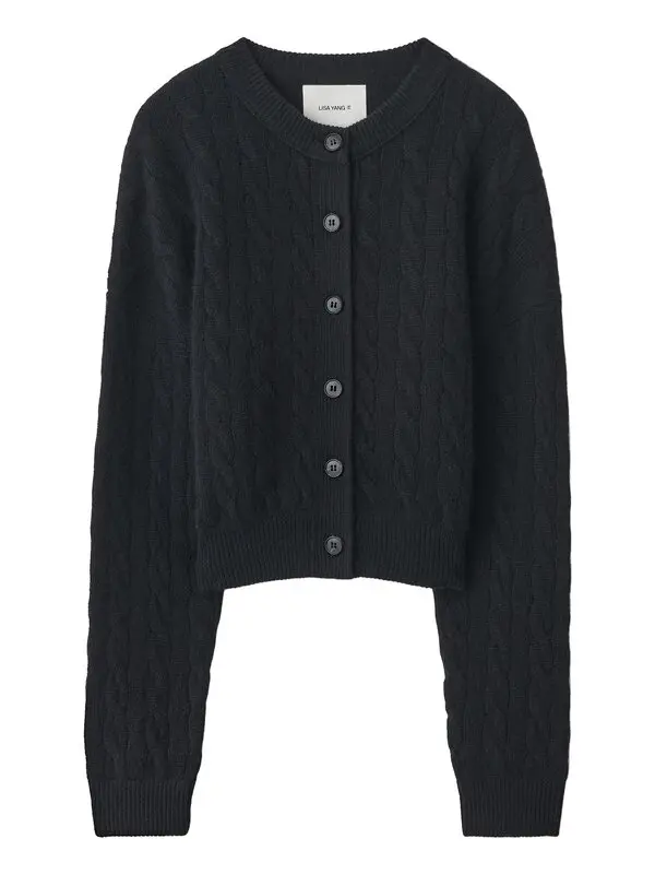 LISA YANG STORE Cassie Cable Knit Cardigan - Black
