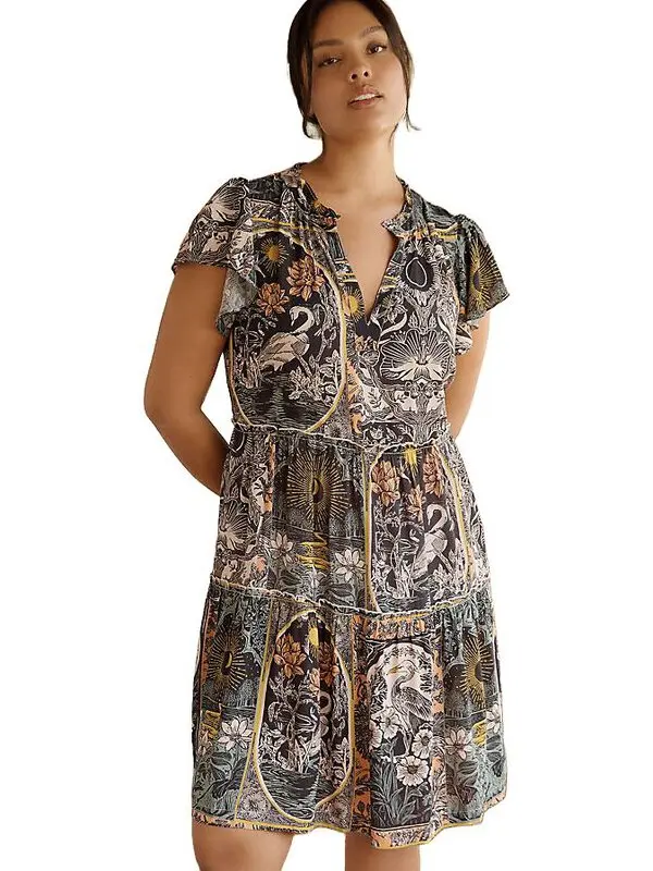 Anthropologie Ruffle Sleeve Dress - Multi