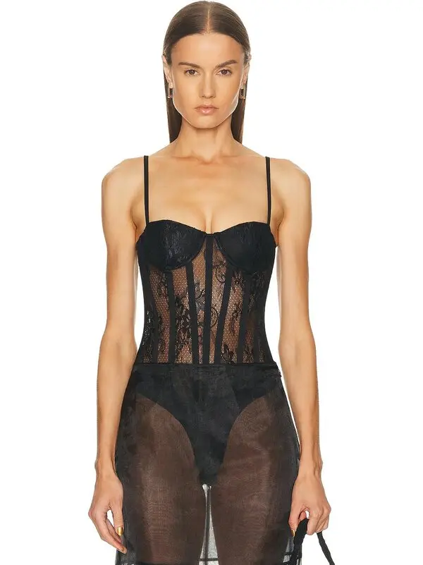 PatBO Laila Lace Bodysuit - Black