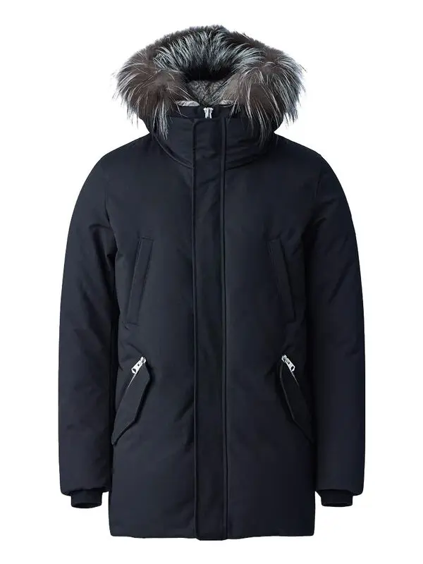 Mackage Edward-xz 2-in-1 Down Parka With Silver Fox Fur - Black-silver