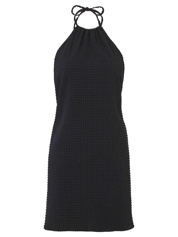 Hunza G Seersucker Mini Dress - Black Seersucker