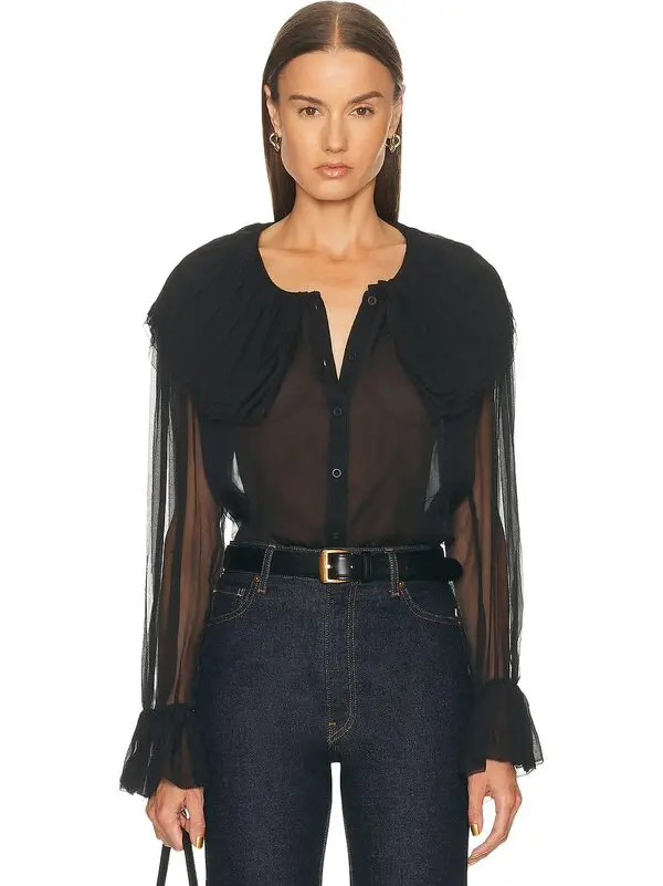 FRAME Tiered Statement Blouse - Black