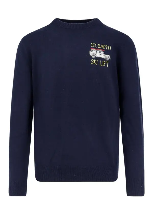 MC2 SAINT BARTH Heron Light Embry Wool Blend Sweater - Blue