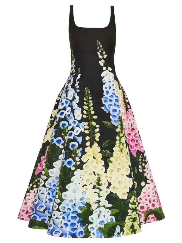 Oscar De La Renta Foxglove Midi Dress - Black
