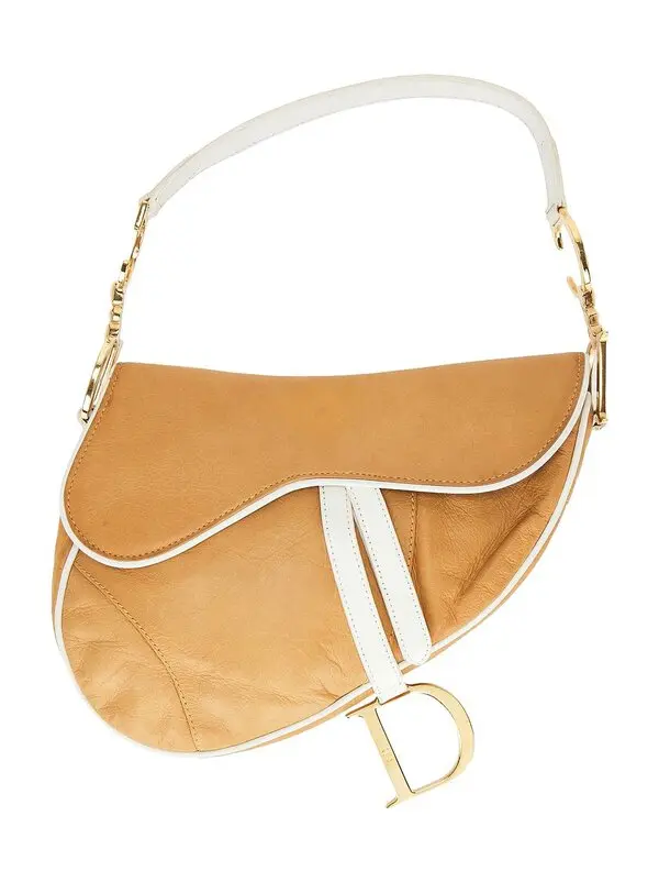 Dior Saddle Bag In Calfskin Leather - Beige