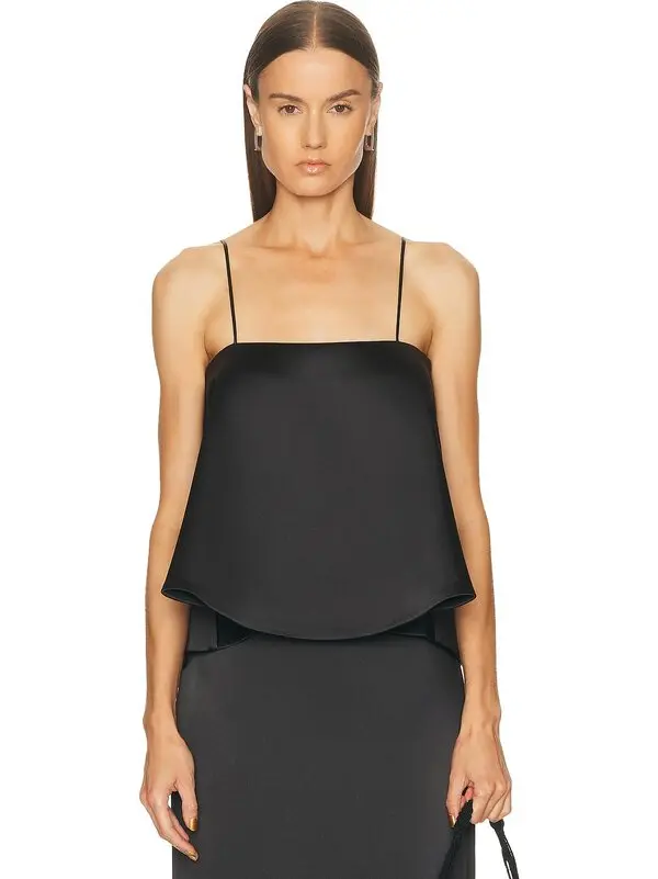 RÓHE Peplum Satin Top - Black