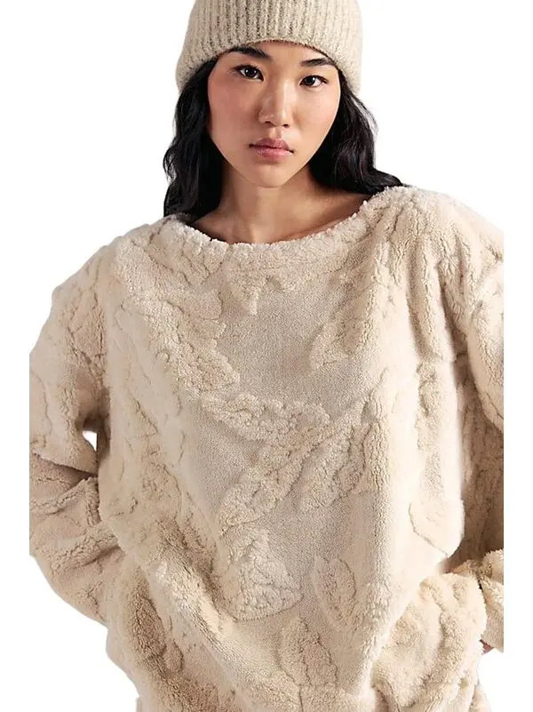 Free People Calla Sherpa Pullover - Ivory Combo
