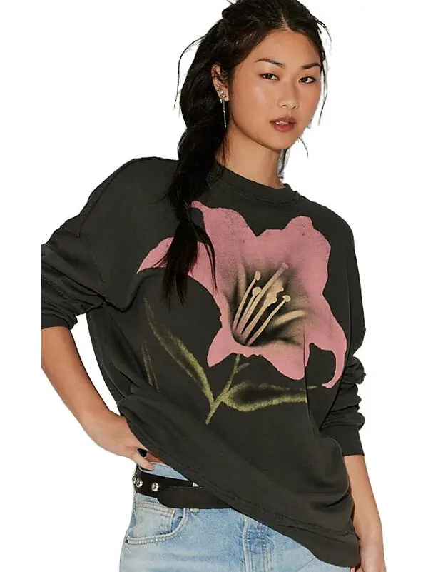 RAGABOND Floral Graphic Oversized Sweatshirt - Night Lily