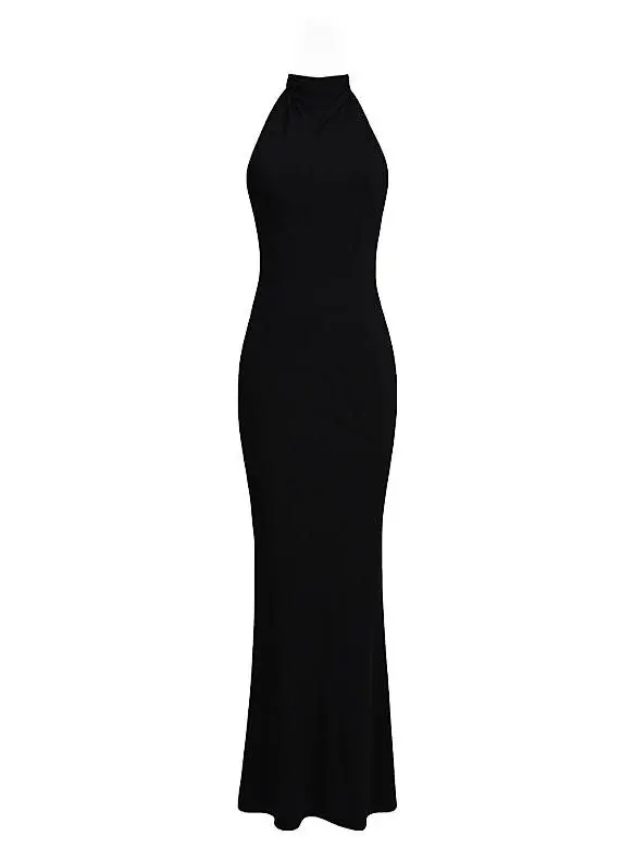 House Of Cb Open-back Jersey Maxi Dress - Black