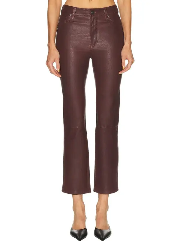FRAME Leather Reboot Crop Pant - Oxblood