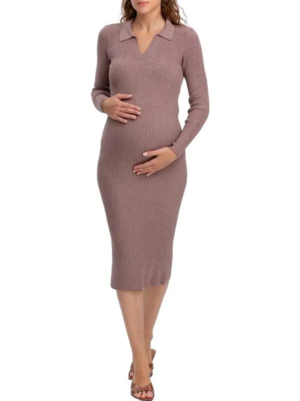 PIETRO BRUNELLI Lavinia Rib Knit Maternity Dress - Old Wood