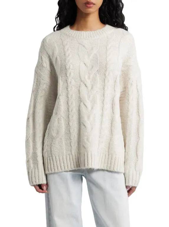 Bp. Oversized Cable Knit Sweater - Beige Oatmeal Light Heather
