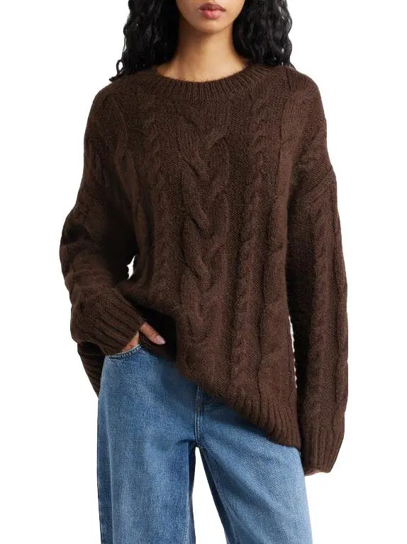Bp. Oversized Cable Knit Sweater - Brown Coffee
