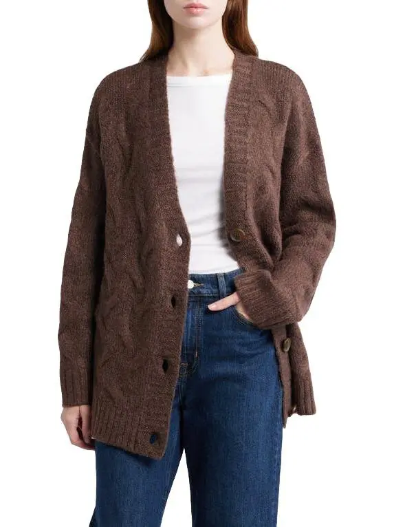 Treasure & Bond Oversized Cable Stitch Cardigan - Brown Fawn