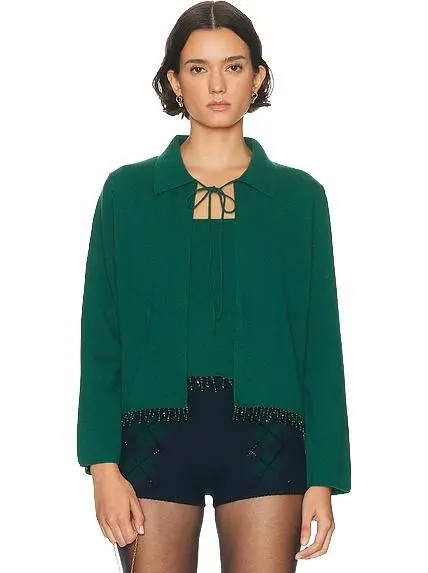 BODE Lodge Cardigan With Drop-gemstone Trim - Dark Green