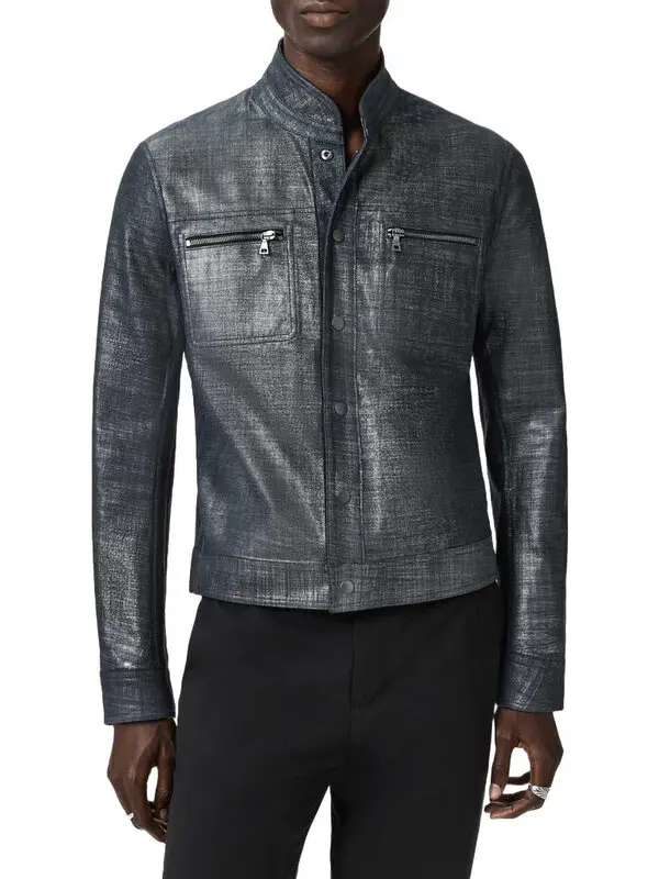 John Varvatos Reversible Leather Jacket - Dark Navy