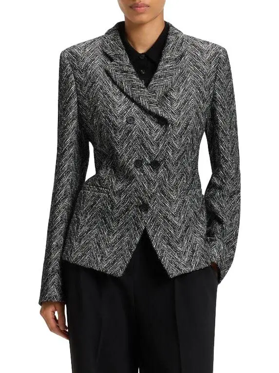 BOSS Jiarna Double-breasted Blazer - Monochrome Herringbone