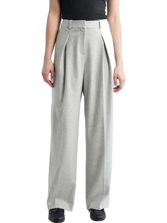 Hugo Boss Taflong Pleated Wide Leg Trousers - Light/pastel Grey