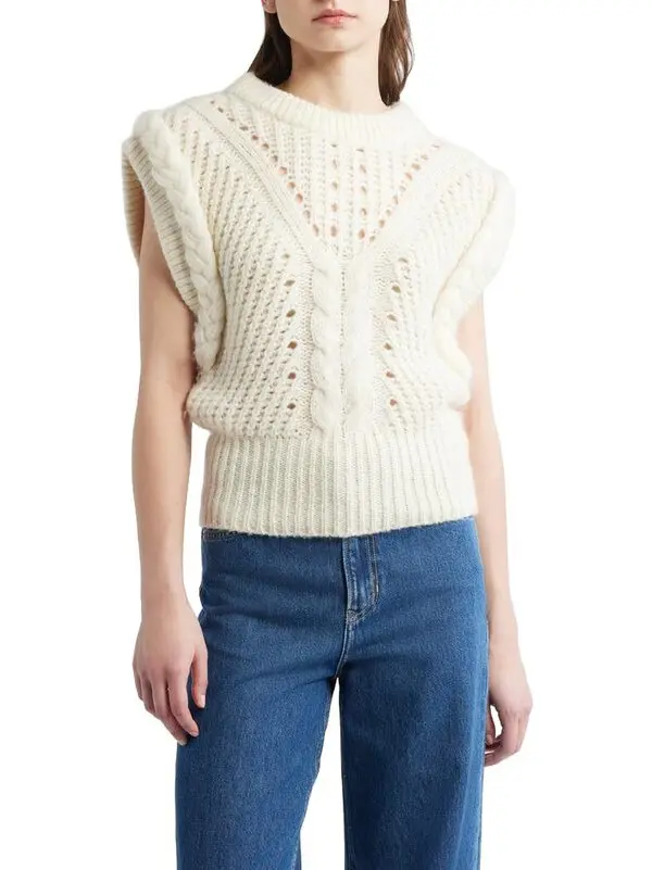 Hugo Boss Fastina Cable Stitch Sweater - Open White