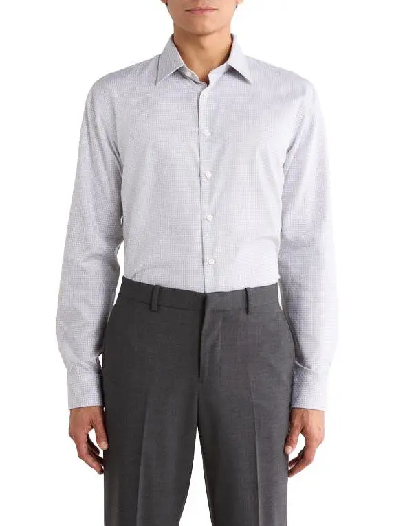 Nordstrom Trim Fit Jocko Check Premium Non Iron Cotton Dress Shirt - Grey Jocko Pat