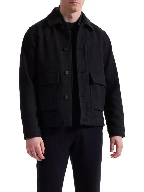 Bugatchi Tweed Jacket With Removable Quilted Vest - Black