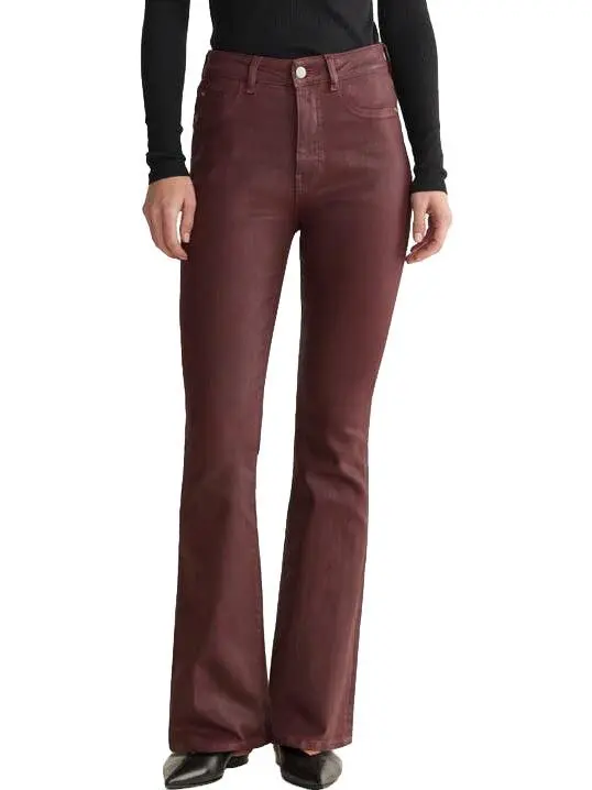Warp + Weft Nao Coated High-waist Bootcut Jeans - Coated Oxblood