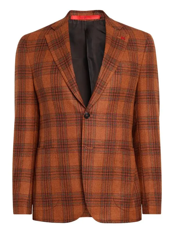 Isaia Wool And Cashmere Plaid Sport Coat - Brown