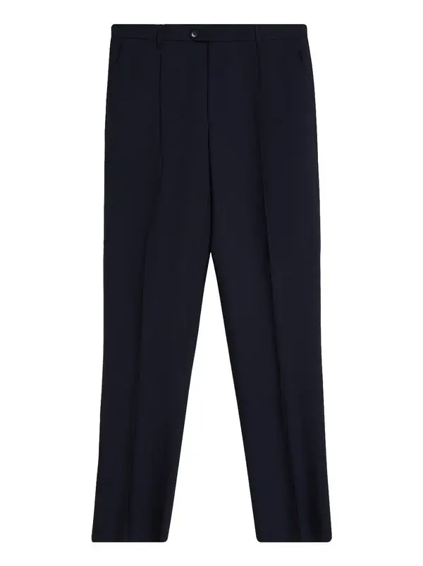 Etro Wool Straight-leg Pleated Trousers - Marine