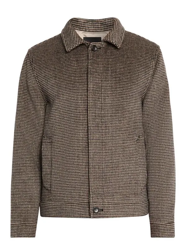 Vince Houndstooth Felted Wool Blend Bomber Jacket - Dark Roast