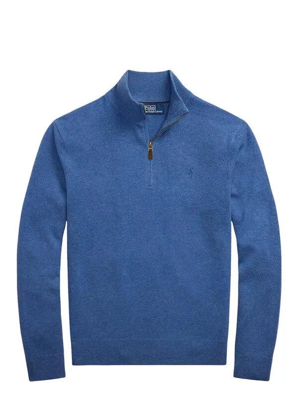 Ralph Lauren Merino Wool Knit Quarter-zip Sweater - Tide Pool