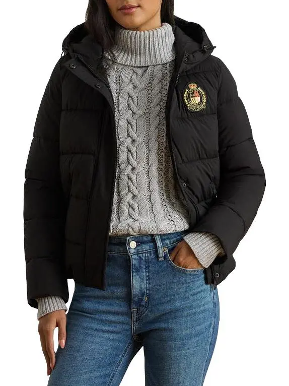 Ralph Lauren Crested Puffer Coat - Black