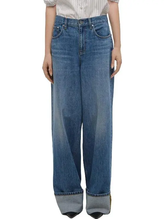 Helmut Lang Cuffed Wide Leg Jeans - Classic Blue