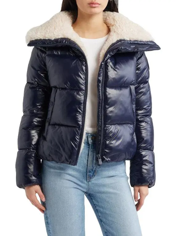SAVE THE DUCK Water Resistant Quilted Puffer Jacket - Blue Black