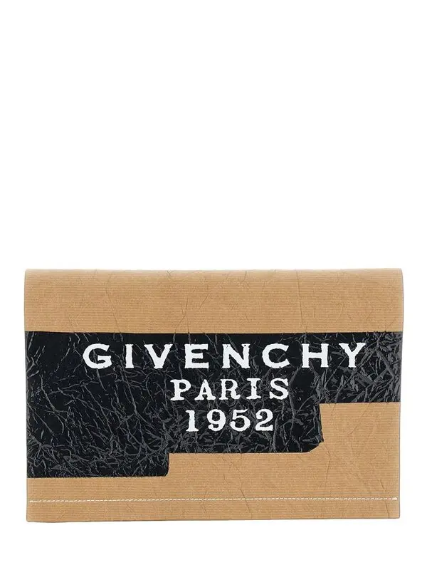 Givenchy Clutch Bag With Crinkled Effect And Logo - Beige