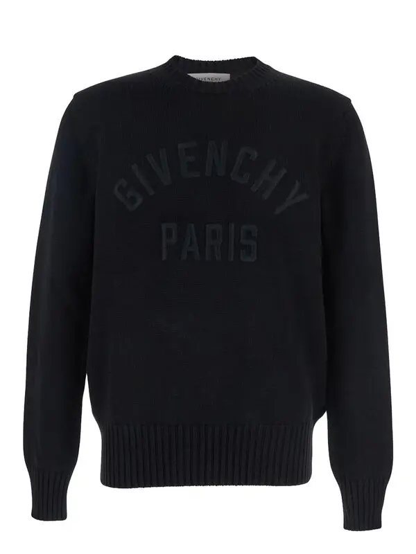 Givenchy Crew Neck Cotton Sweater With Logo - Black