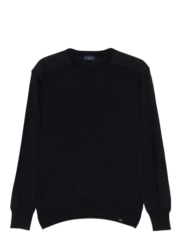 Paul & Shark Crewneck Wool Sweater With Inserts - Black